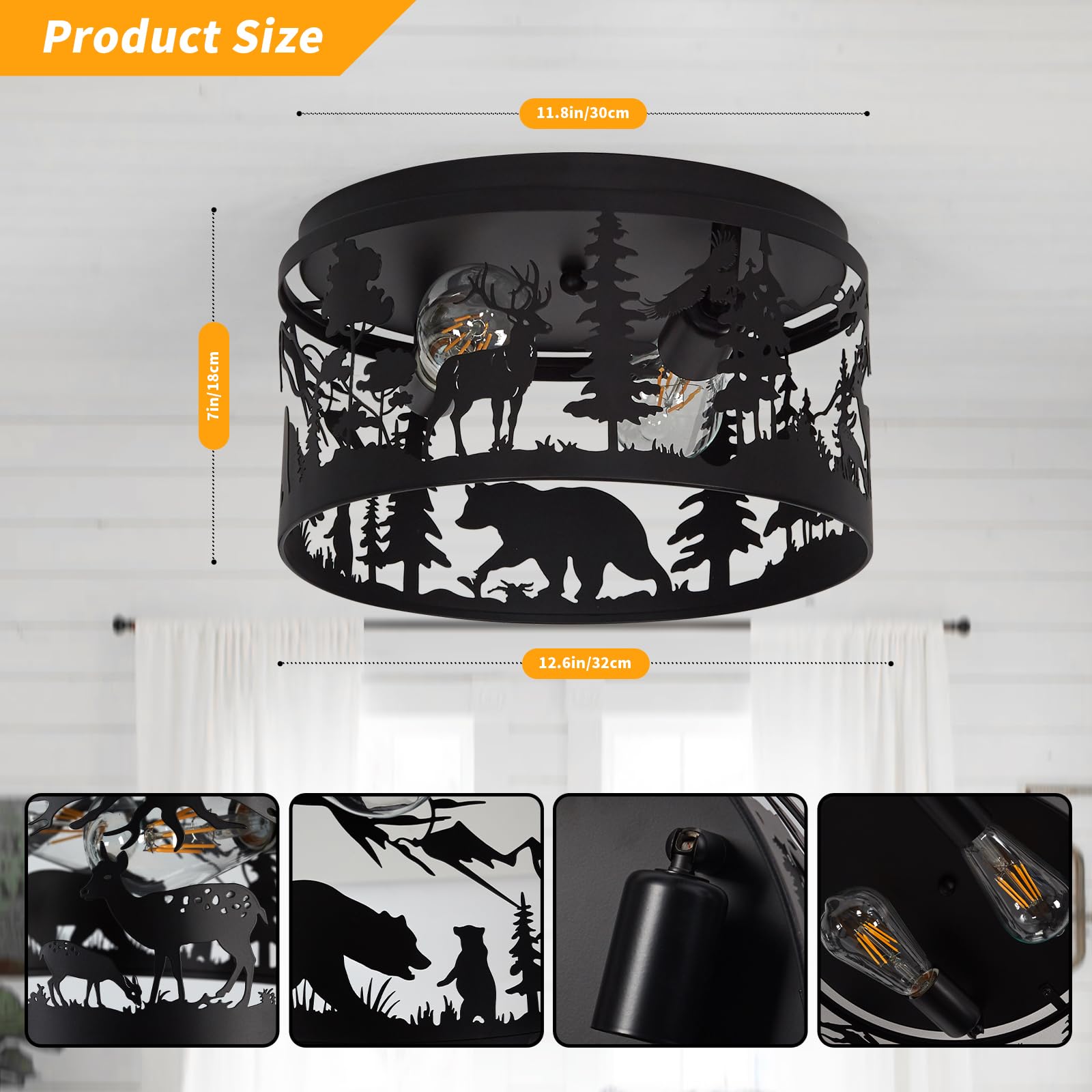 Snapklik.com : Rustic Farmhouse Flush Mount Ceiling Light