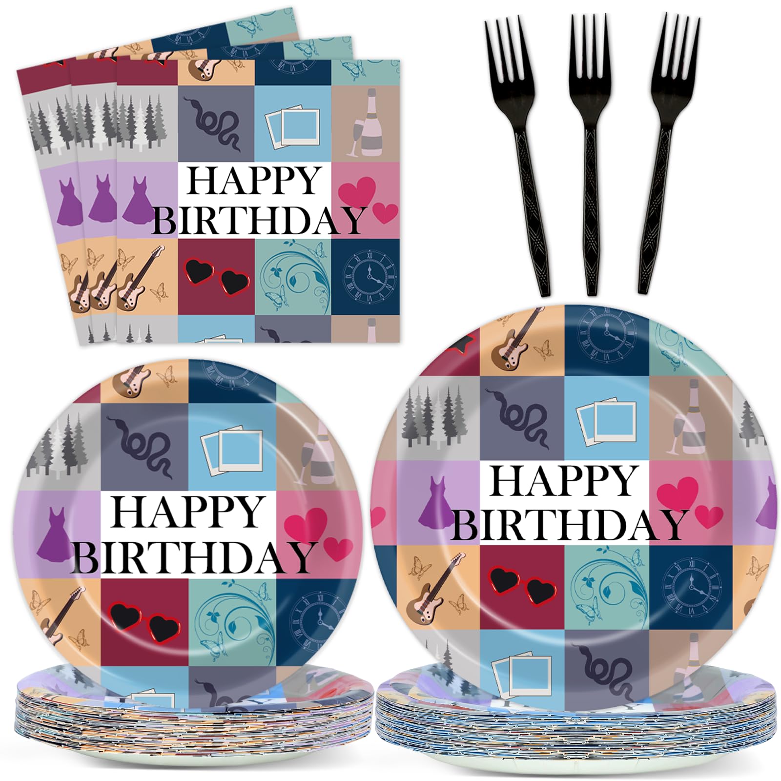 Amazon.com: 96Pcs Music star Party Plates and Napkins for Popular ...