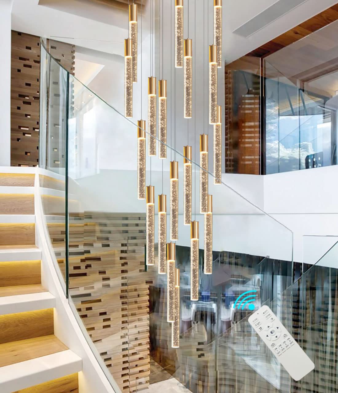 H118" 18-Light Modern Chandelier LED Dimmable Light Crystal Pendant ...