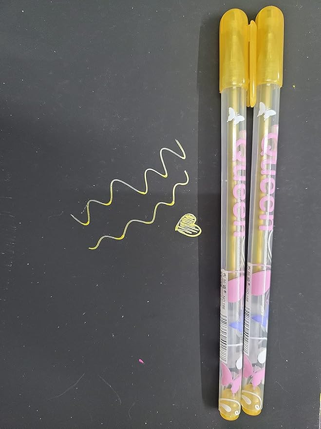 53ARTS Set of Golden Pens (2 Pcs) 0.8 mm Fine Point - Smudge proof Pen ...
