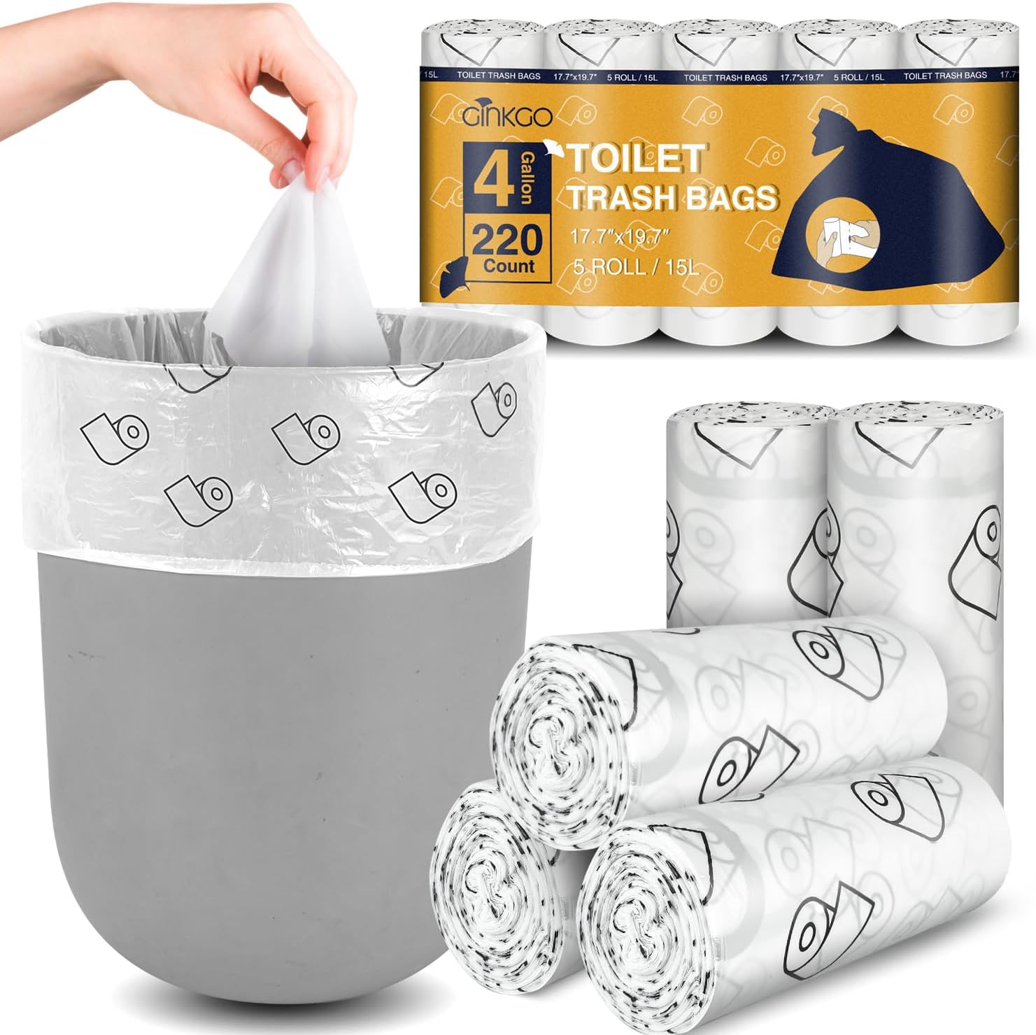 Amazon.com: 4 Gallon Trash Bag 220 Count, Printed Small Garbage Bags ...