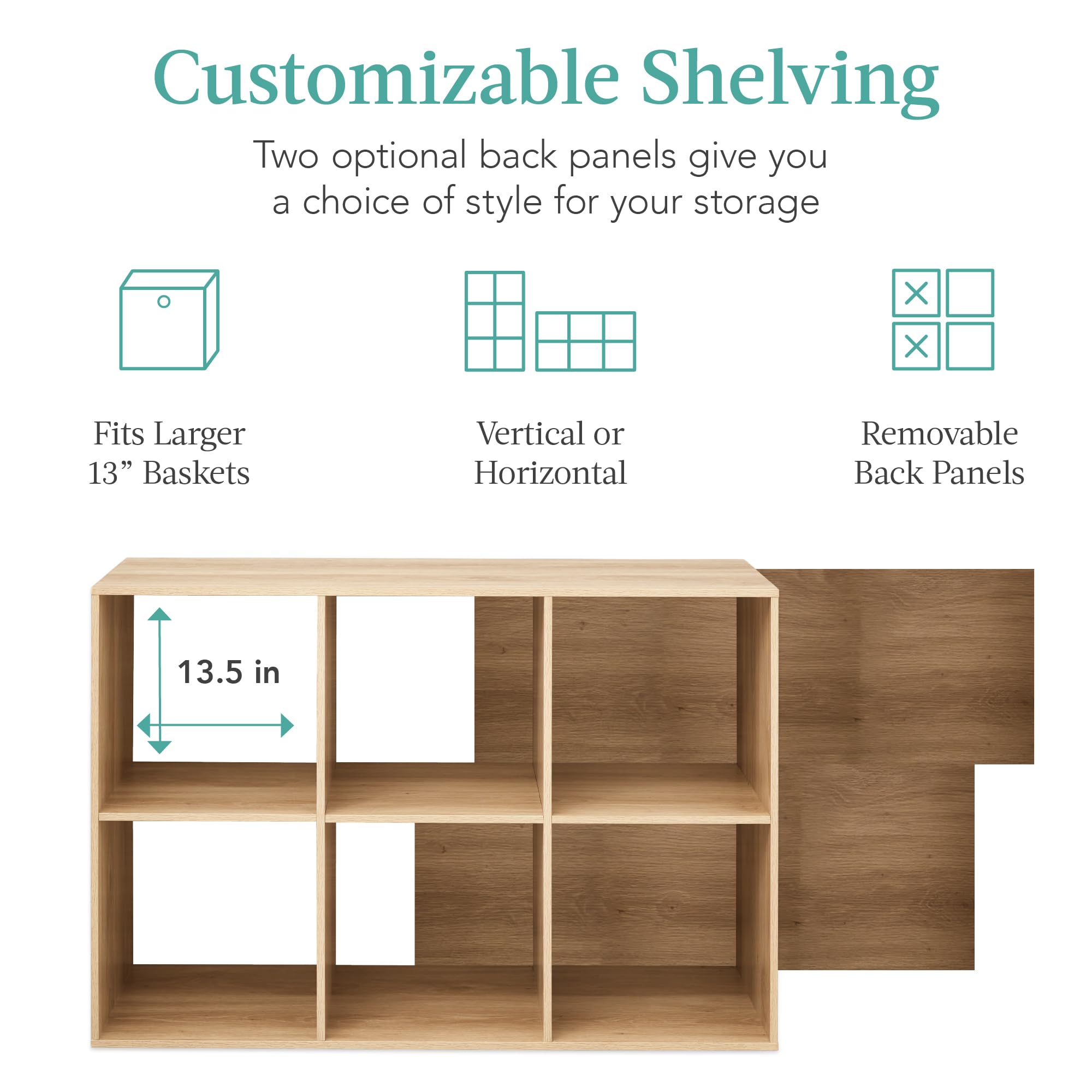 Snapklik.com : 6-Cube Storage Organizer, 13.5in Shelf Opening, Bookcase ...