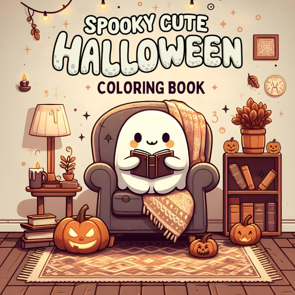 Amazon.com: Spooky Cute Halloween Coloring Book: 50 Bold and Easy ...