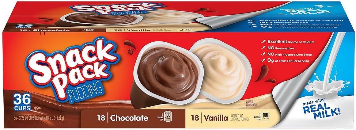 Amazon.com : 3 Set Hunts- Snack Pack Pudding, 3.25 oz, 36 Cups Variety ...