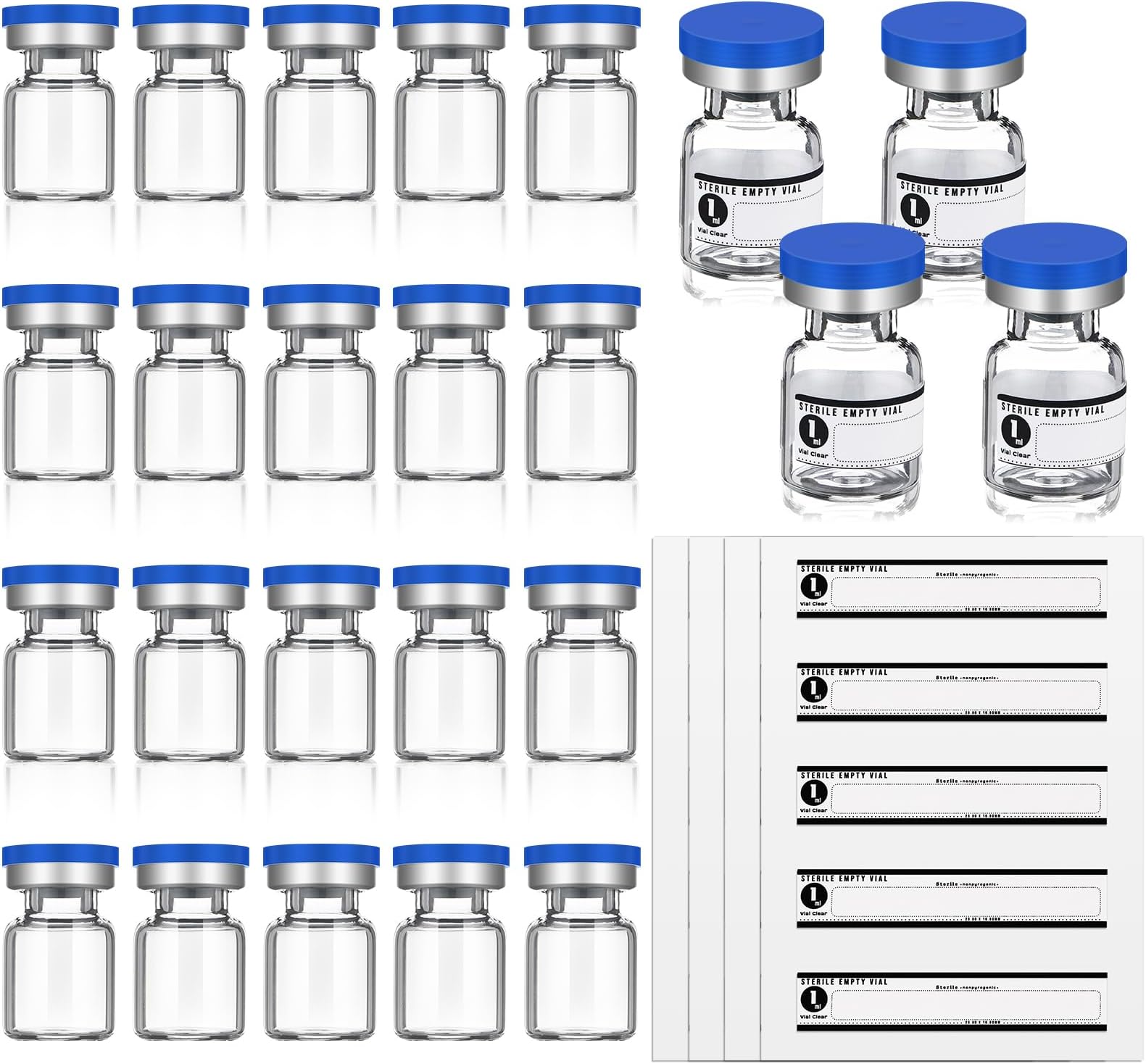 Amazon.com: Threlaco 20 Sealed Sterile Empty Vials with Self Healing ...
