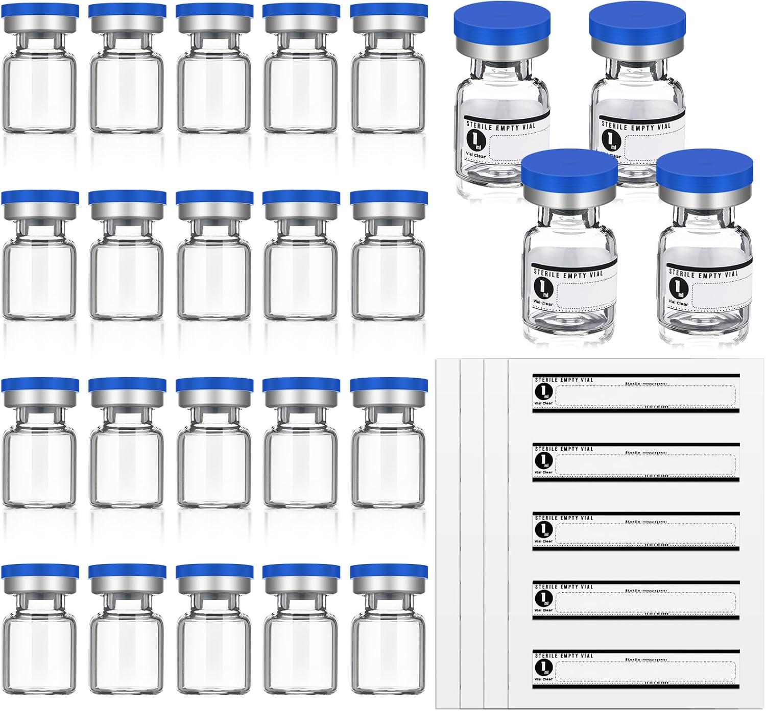 Amazon.com: Threlaco 20 Sealed Sterile Empty Vials with Self Healing ...
