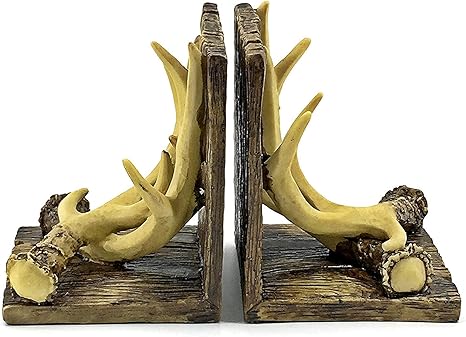 Amazon.com: Bellaa Decorative Bookends Antler Rustic Unique Book Ends ...