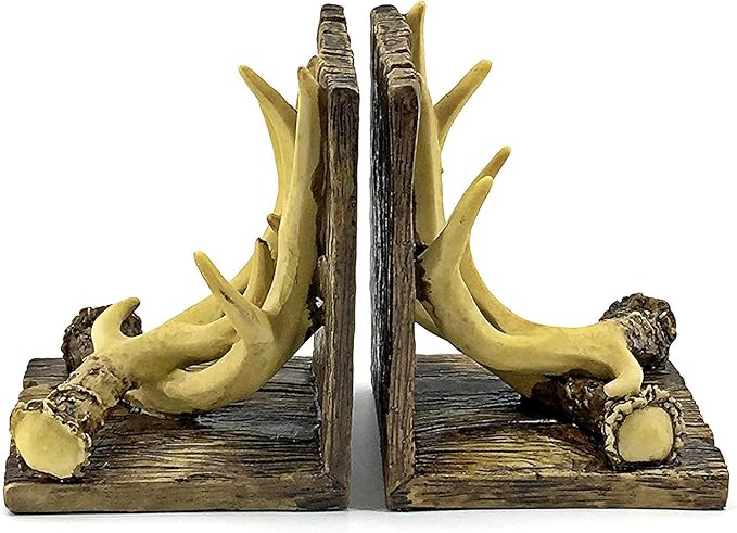 Amazon.com: Bellaa Decorative Bookends Antler Rustic Unique Book Ends ...