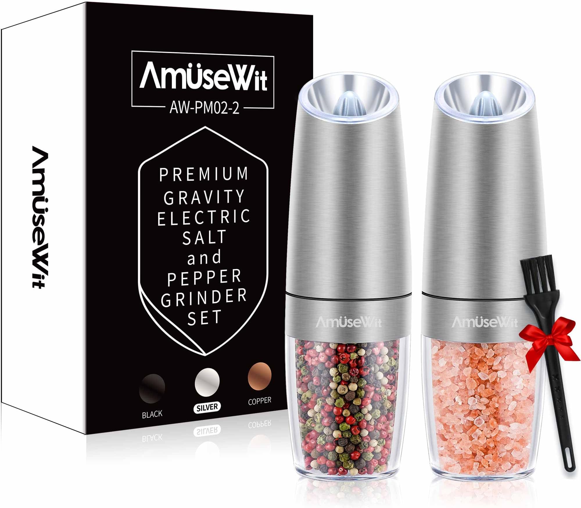 Electric Salt and Pepper Grinder Gravity Battery Powered Pepper Grinder ...