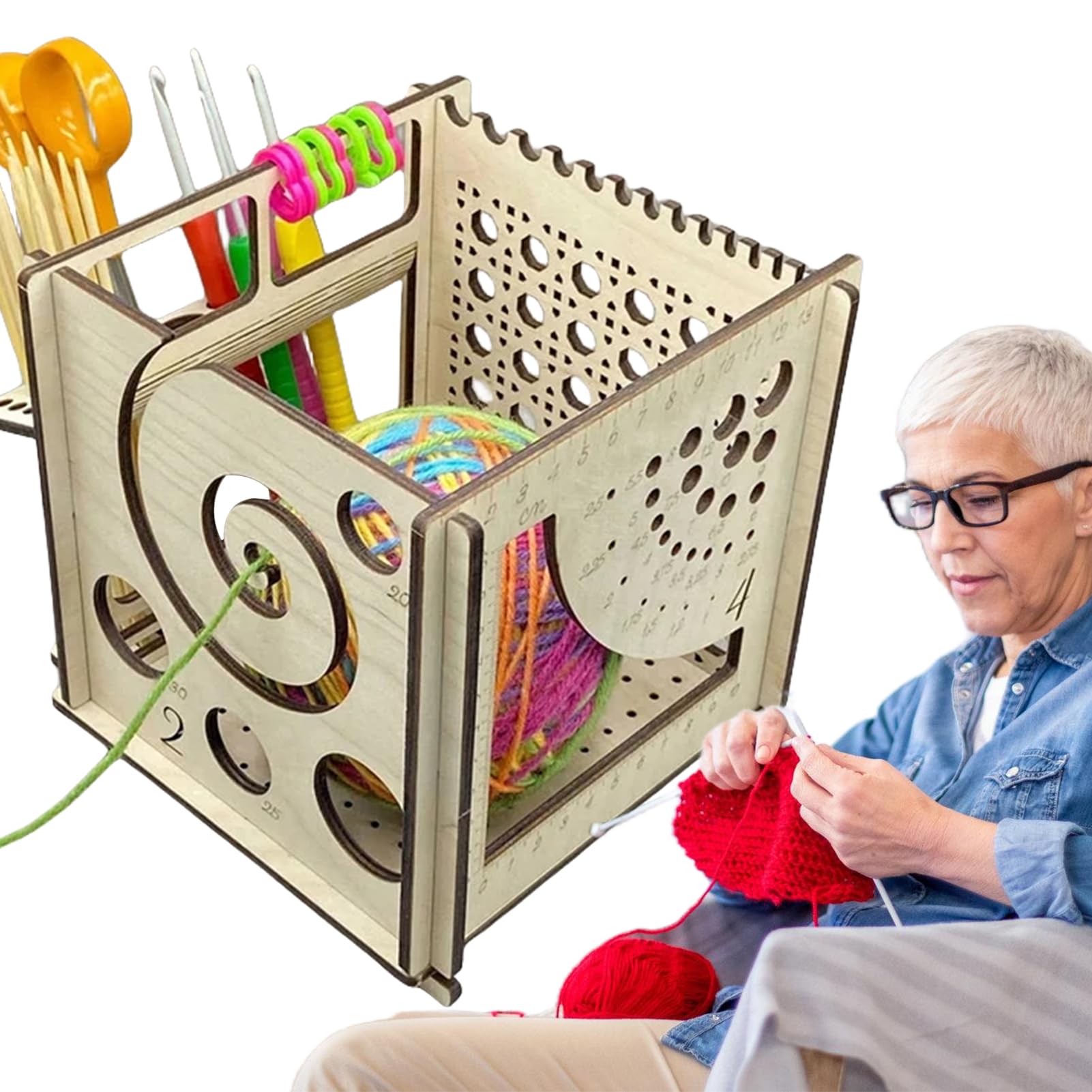 Wooden Knitting Boxes Wooden Knitting Needle Storage Box All in o_ne ...