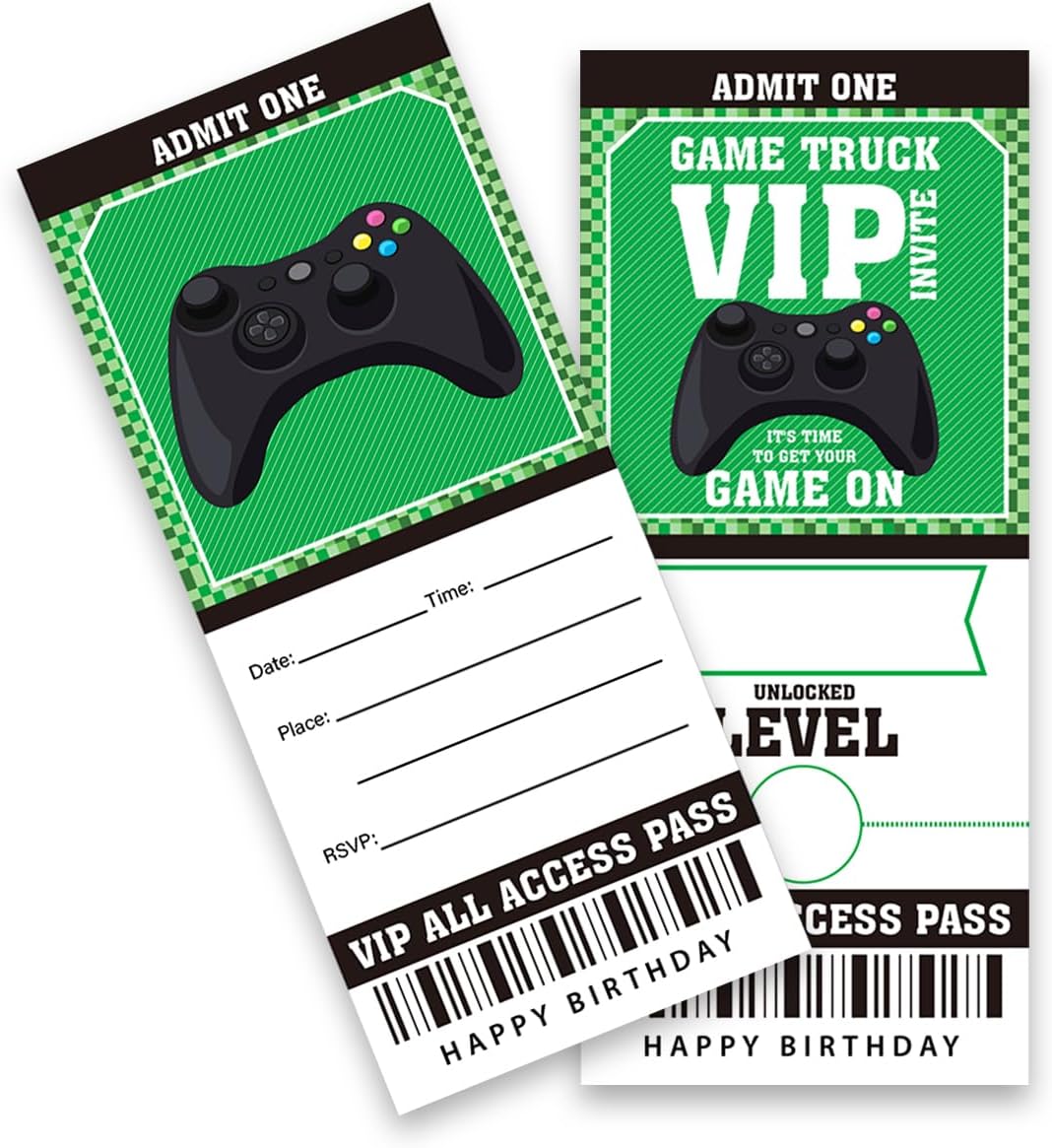 Amazon.com : LyoGao 20 Pack Video Game Birthday Party Ticket ...
