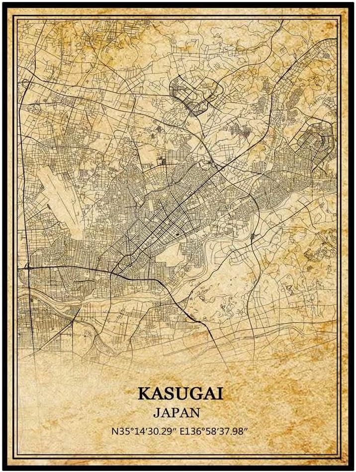 TANOKCRS Kasugai – Póster de mapa vintage de Japón, arte de pared, arte ...