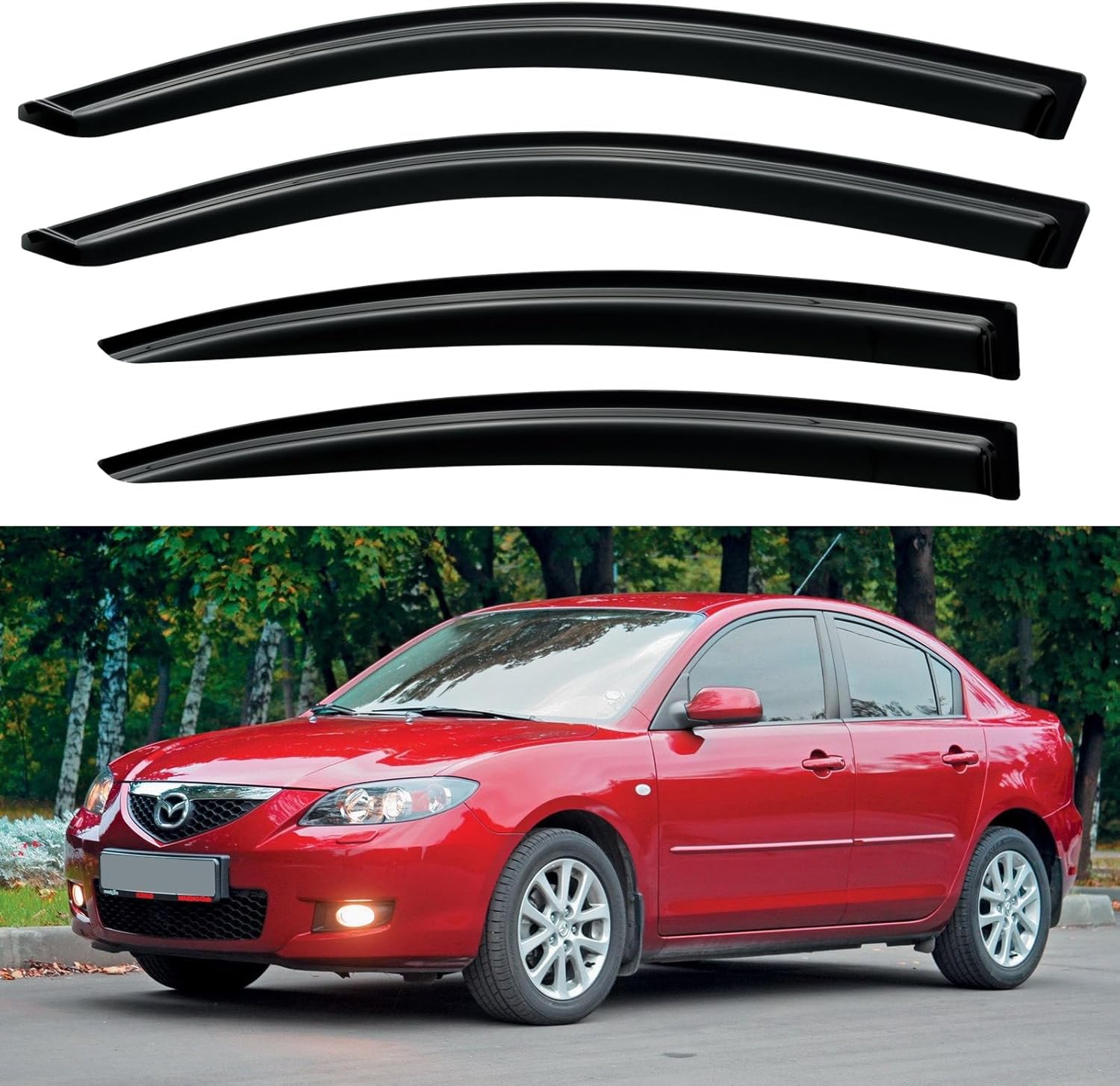 Amazon.com: Window Visors Rain Guards Shield for 2004-2009 Mazda 3 ...