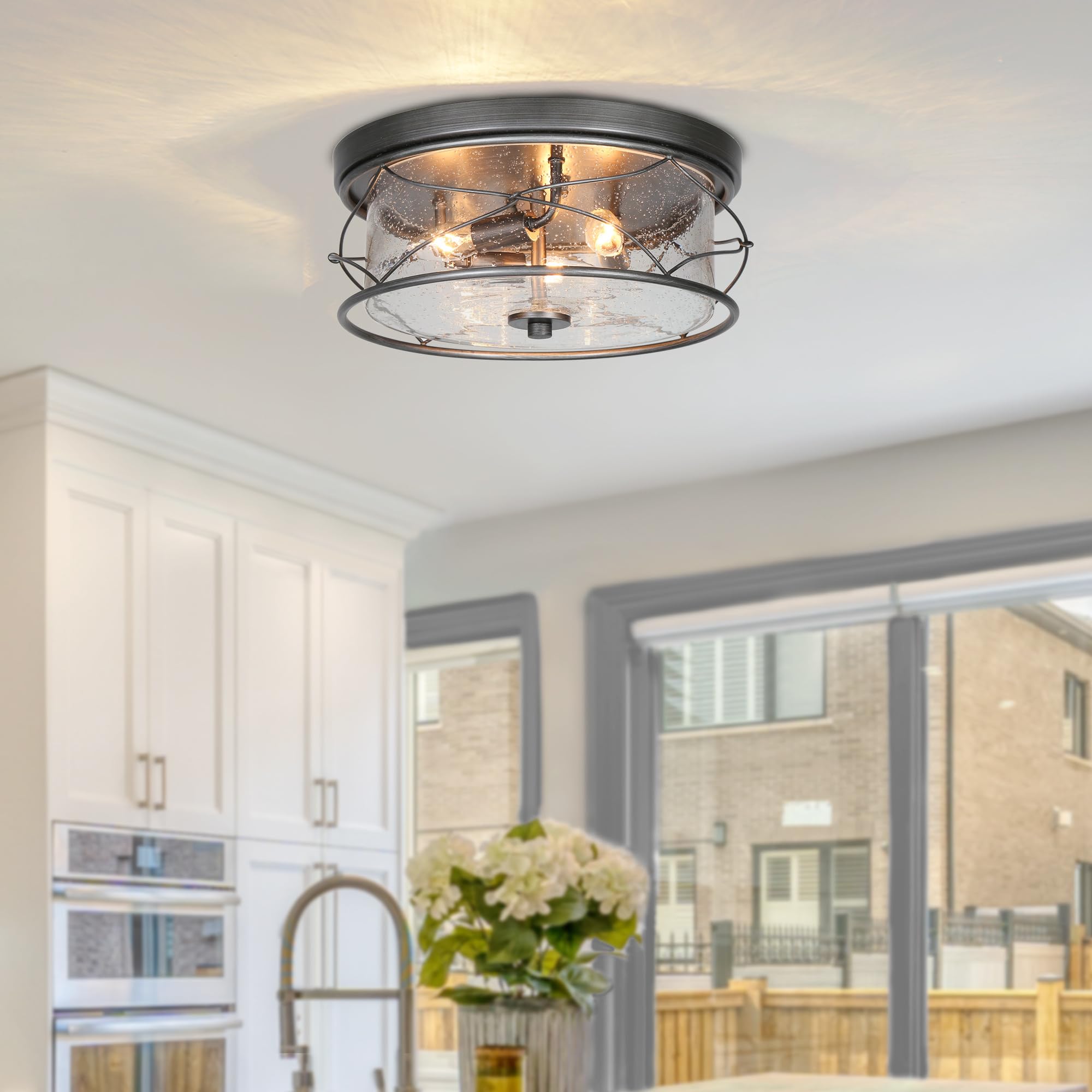 KSANA 13.5 Inch Flush Mount Ceiling Light Fixtures, 3-Light Hallway ...