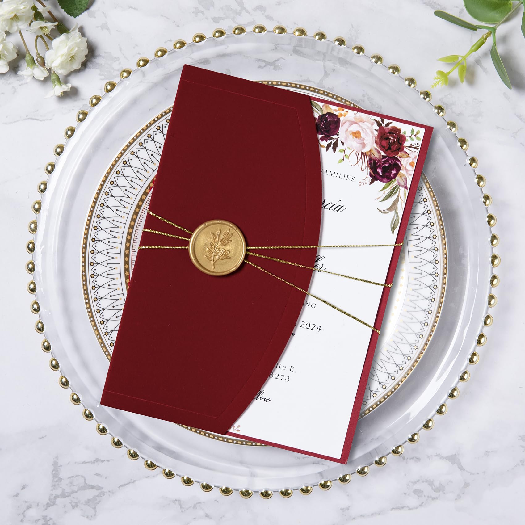 Amazon.com : ponatia 20PCS Wedding Invitation Cards Kits - 5x7 Red ...