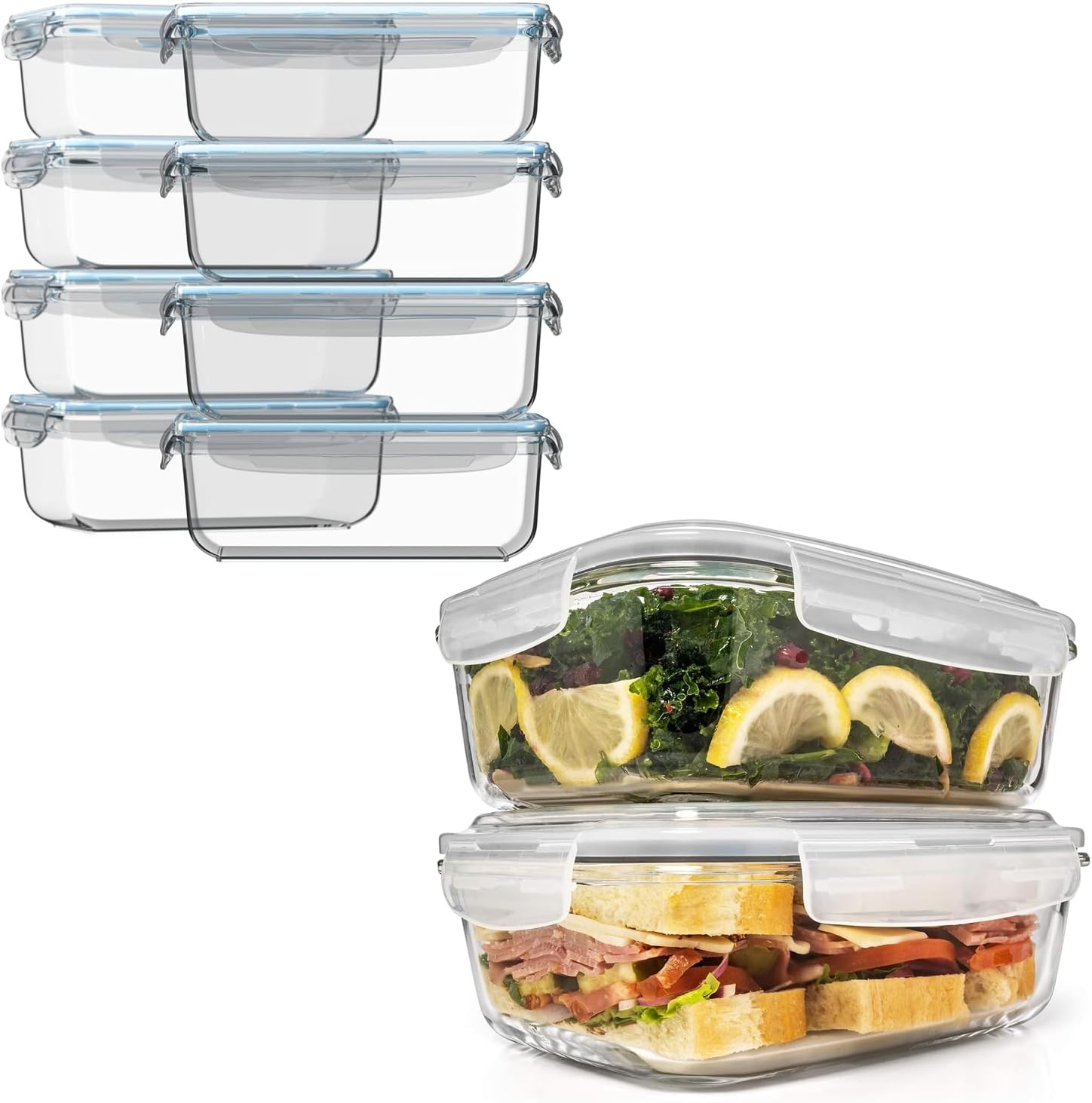 Amazon.com: Razab 16 Pc + 1520ml 30 Oz Large Glass Food Storage ...