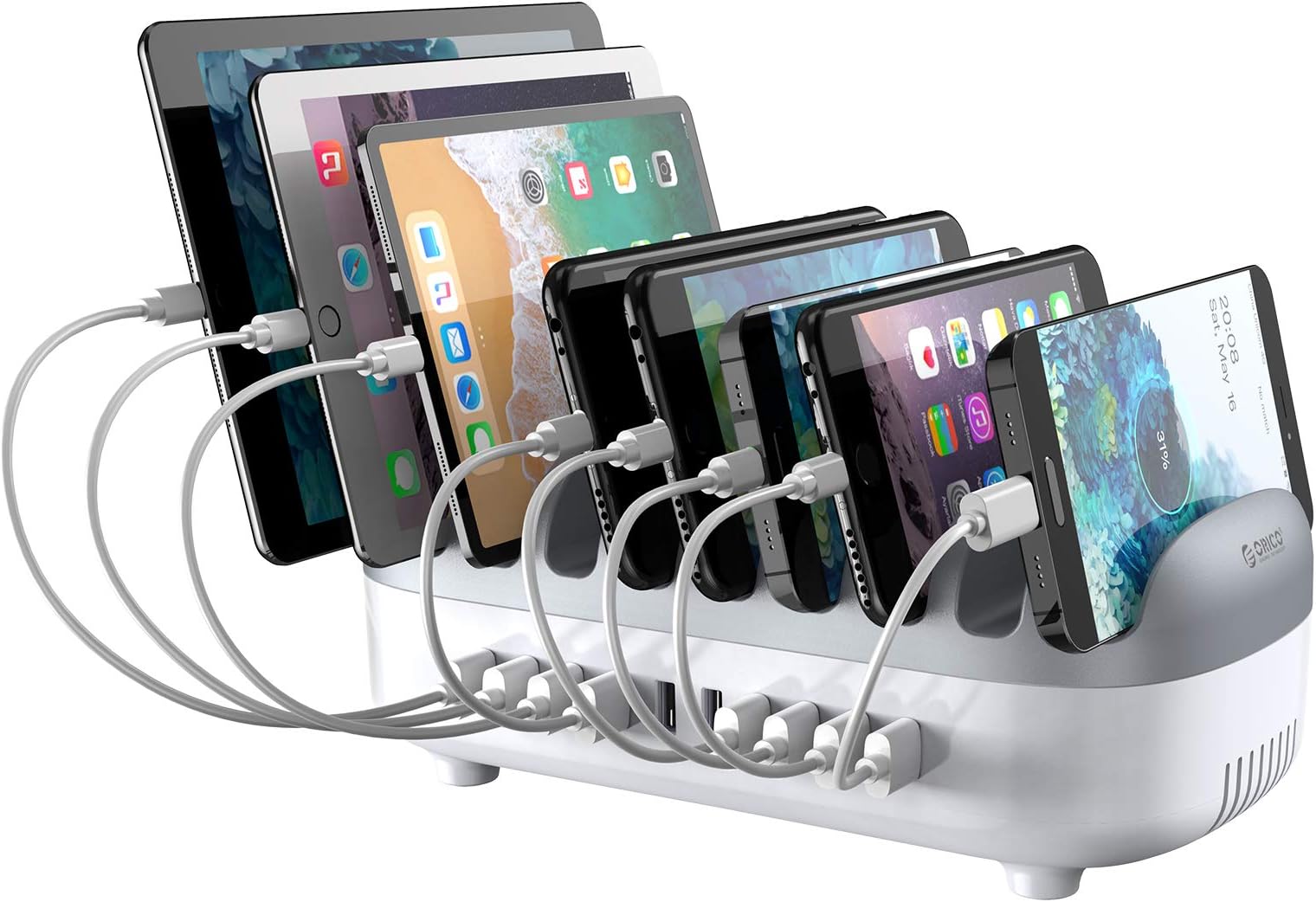 Amazon.com: ORICO USB Charging Station, 120W Charging Docking Organizer ...