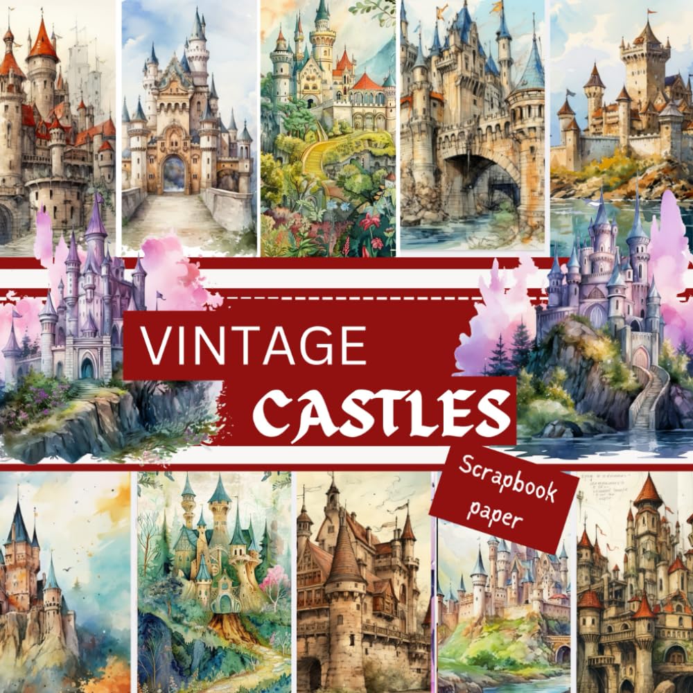 VINTAGE CASTLES SCRAPBOOK PAPER: This is a double sided craft paper ...