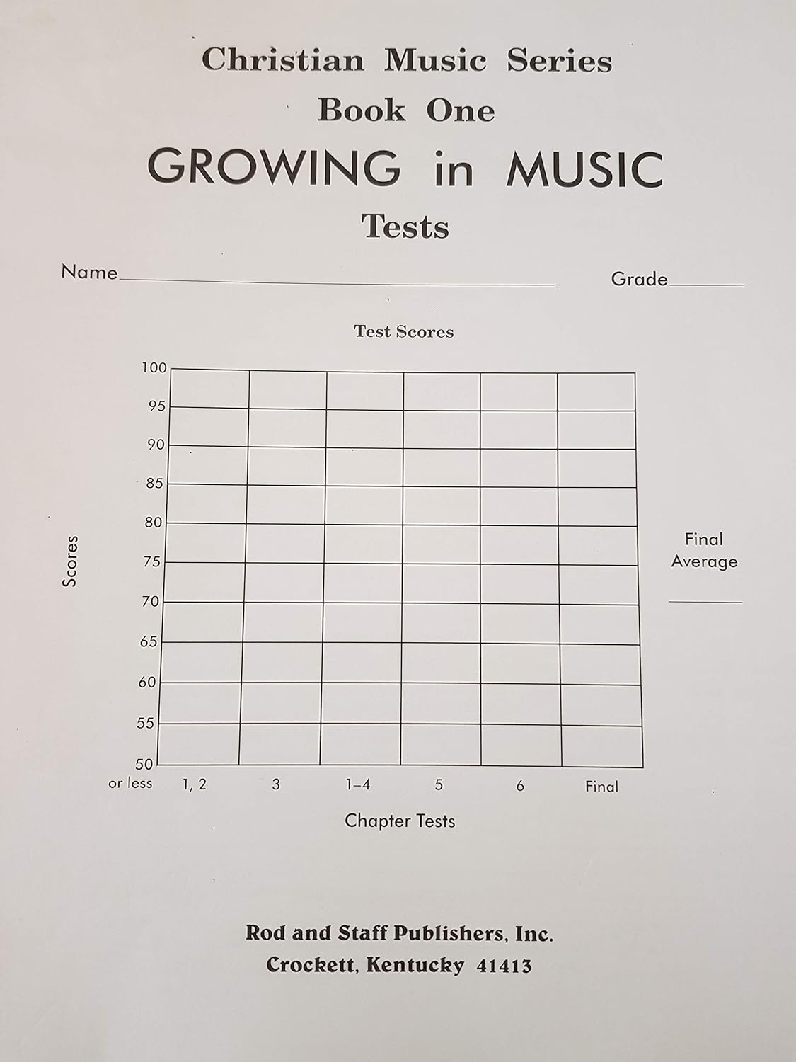 Growing in Music, Book One Music Tests: Rod and Staff: 9780739905975 ...