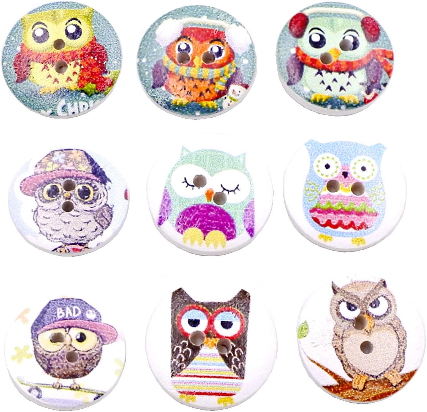 KanDery 200PCS Round Shape Wooden Buttons for DIY Crafts, 2 Holes Heart ...