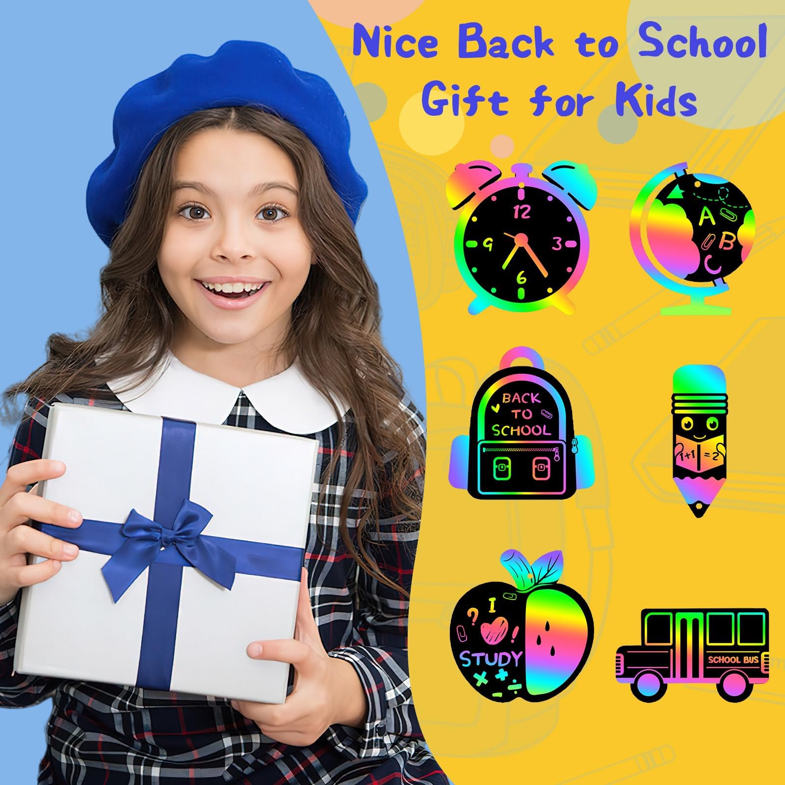 Snapklik.com : JULMELON 36 PCS Welcome Back To School Scratch Art For Kids