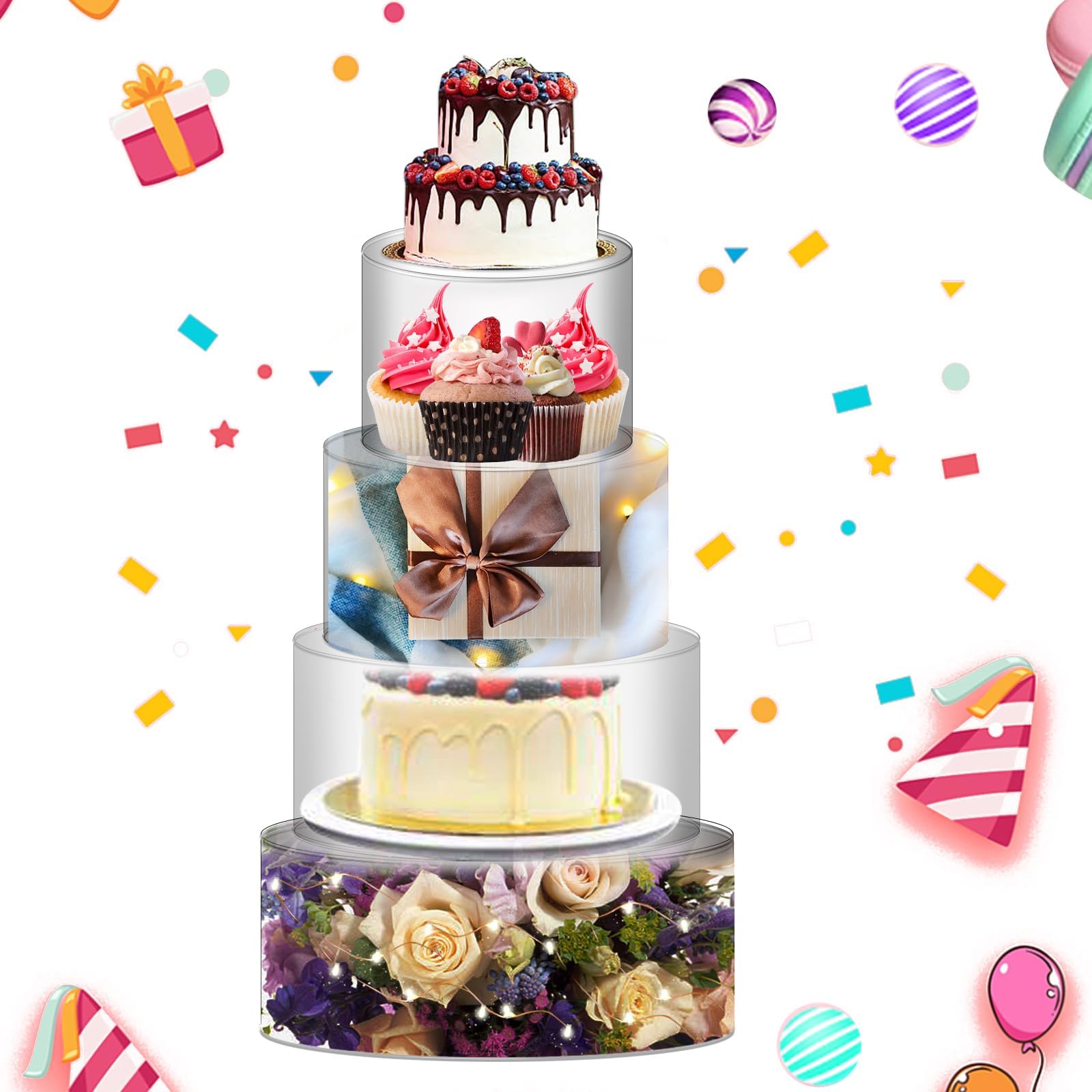 Amazon.com: 4 Pcs Acrylic Fillable Cake Stand Clear Round Cake Riser ...