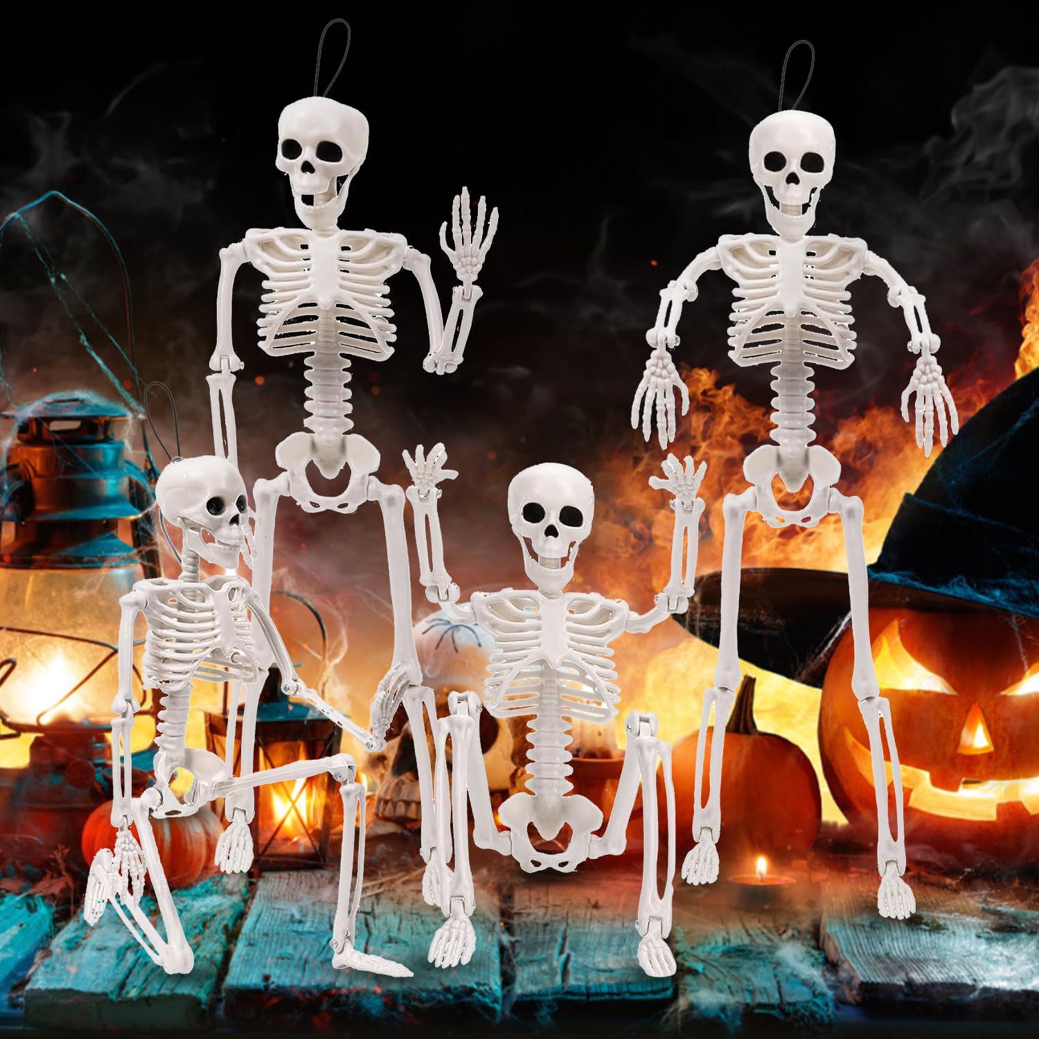 GAMAXIMA Esqueletos Halloween Decoracion 4 Packs, Esqueletos de Cuerpo ...