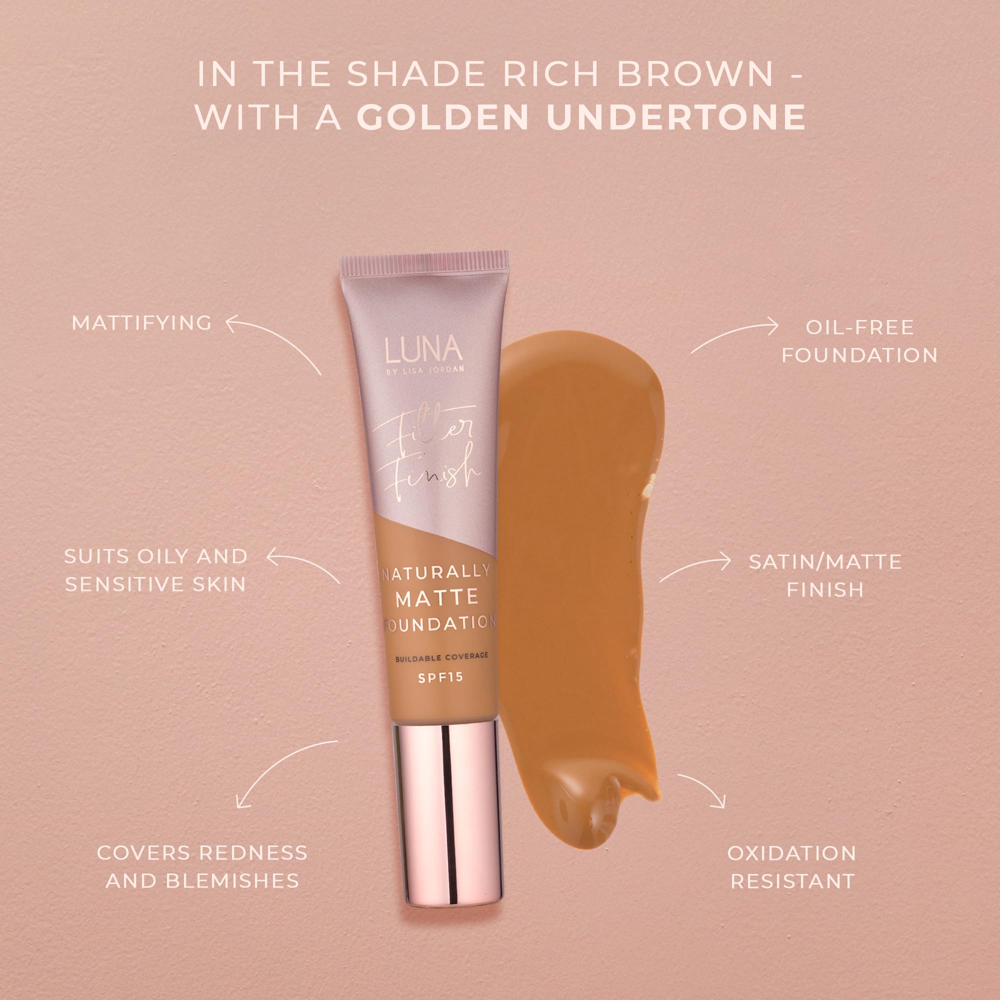 LUNA Matte Foundation in RICH Shade – Contains Vitamin E and SPF15 ...