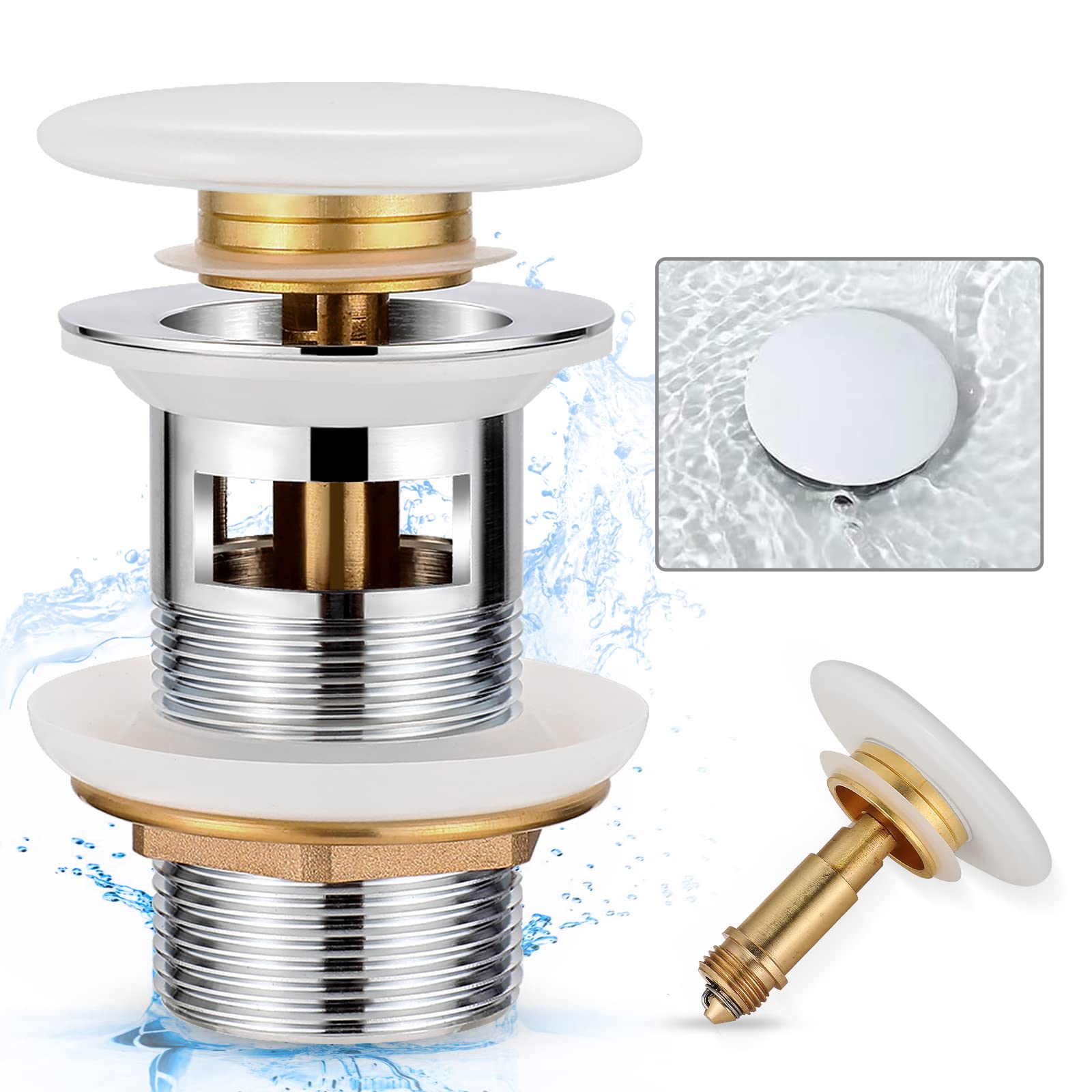 Synlyn Universal Drain Fitting With Overflow Pop Up Valve Sink ...