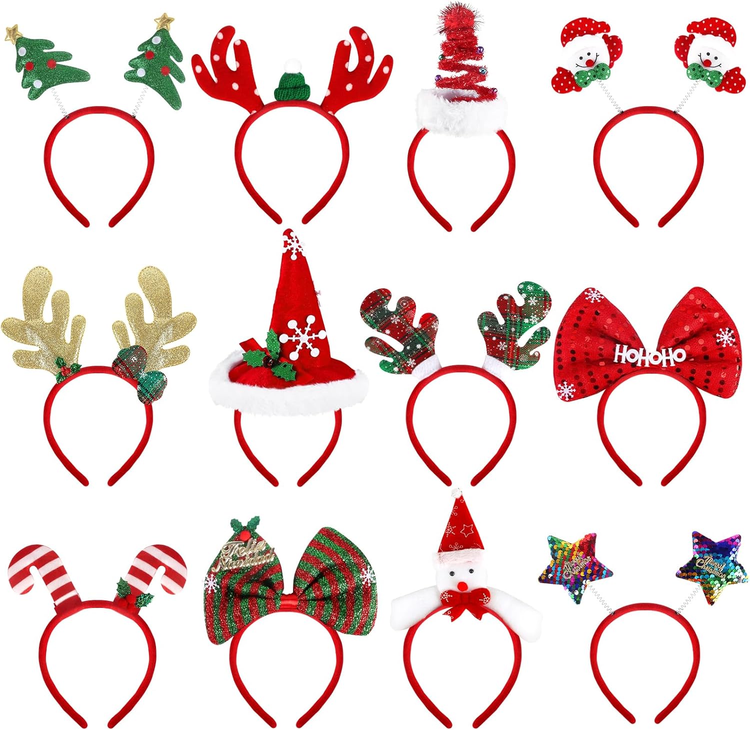 Amazon.com: Lainlight 12 PCS Christmas Headbands Cute Holiday Headbands ...