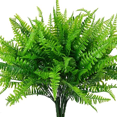 Amazon.com: CATTREE Artificial Shrubs Bushes, Plastic Fern Leaves ...