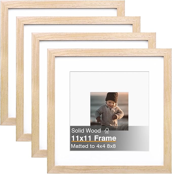 Amazon.com: KINLINK 11x11 Picture Frame, Natural Square Solid Wood ...