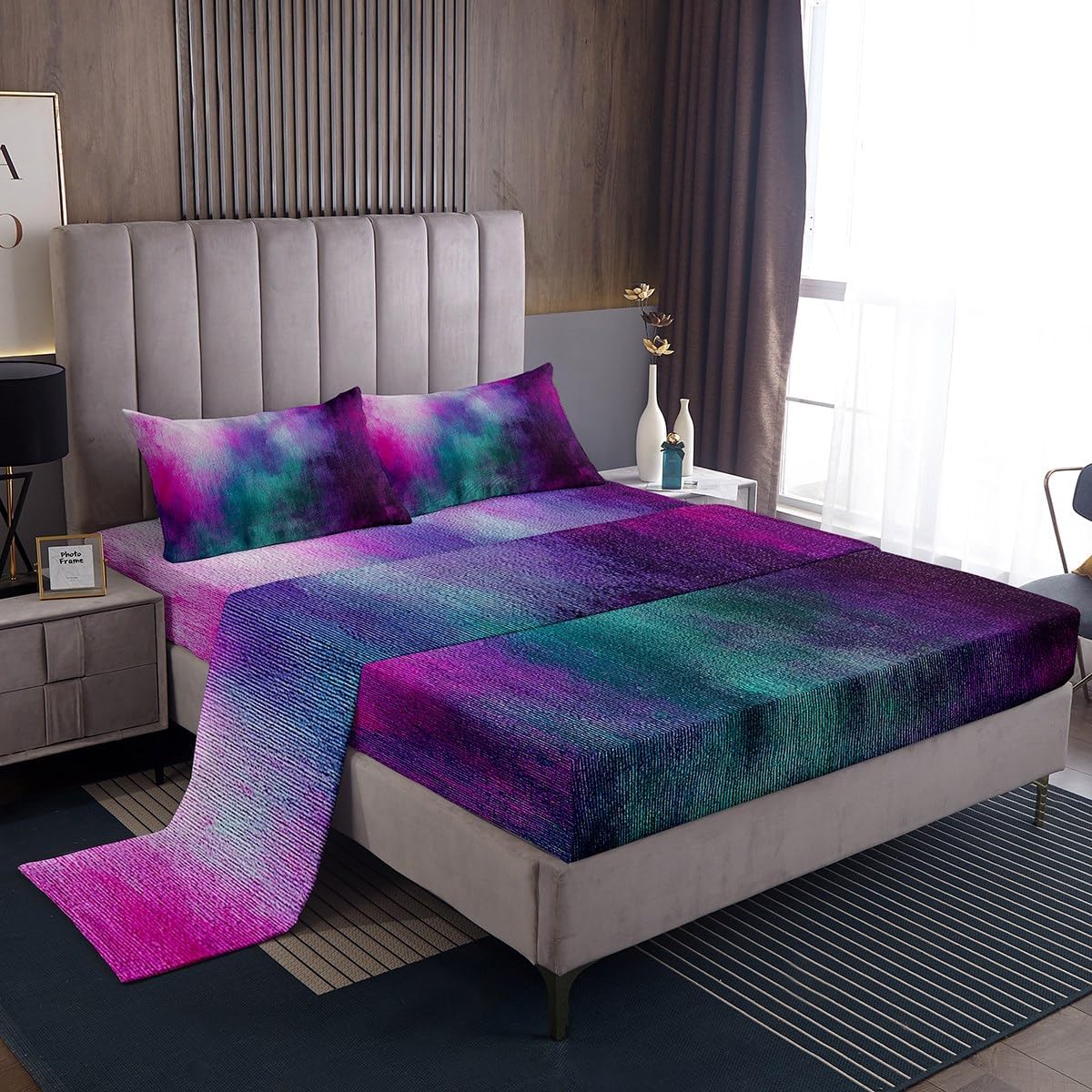 Amazon.com: Abstract Purple Teal Queen Bedding Set For Girls Women ...