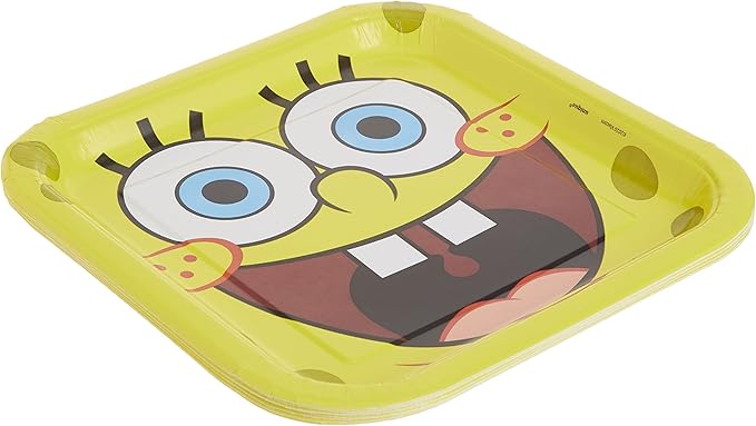 Amazon.com: Unique SpongeBob SquarePants Square Paper Dinner Plates - 9 ...