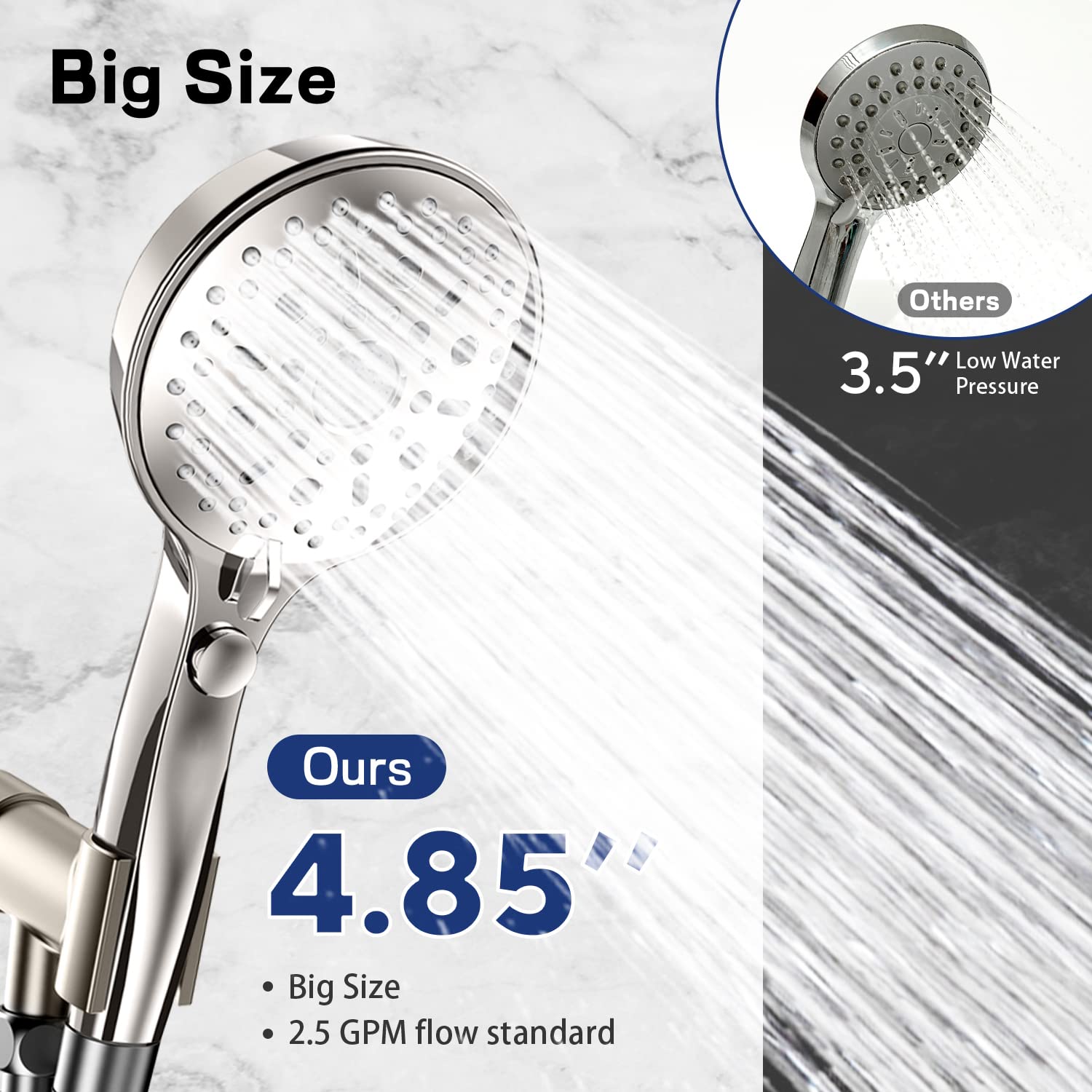 Snapklik.com : High Pressure Handheld Shower Head 11 Spray Settings, 4. ...