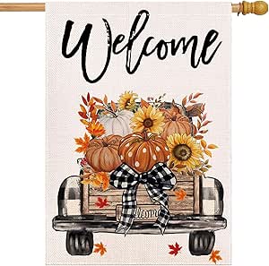 Amazon.com : Fall Flags 28 X 40 Double Sided Pumpkin Harvest Truck ...