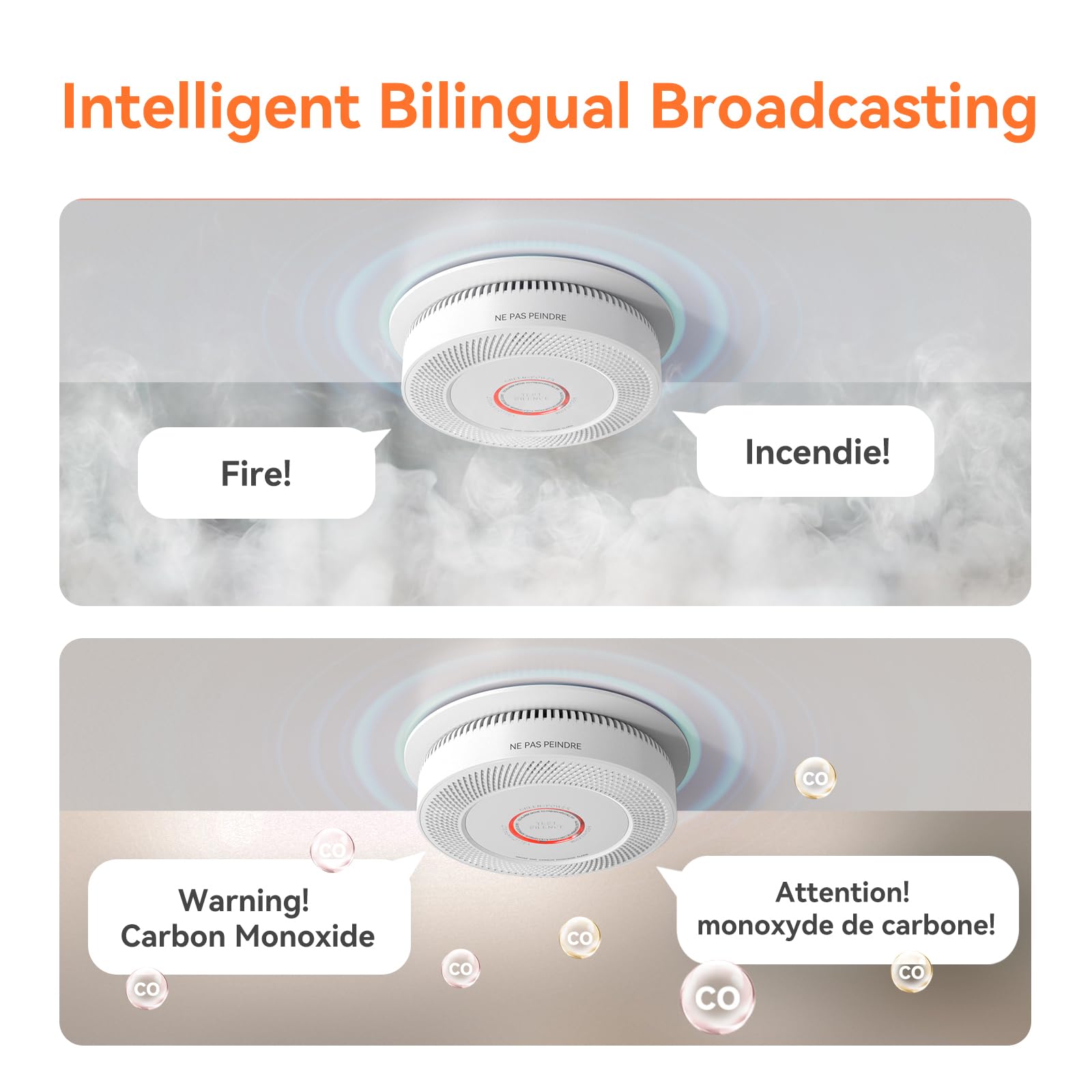 Snapklik.com : Jemay Smoke Detector Carbon Monoxide Detector Combo 10 ...