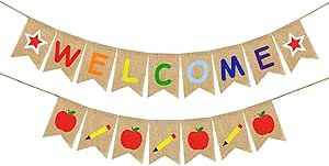 Amazon.com: Welcome Back Burlap Banner Back to School Burlap Banner ...