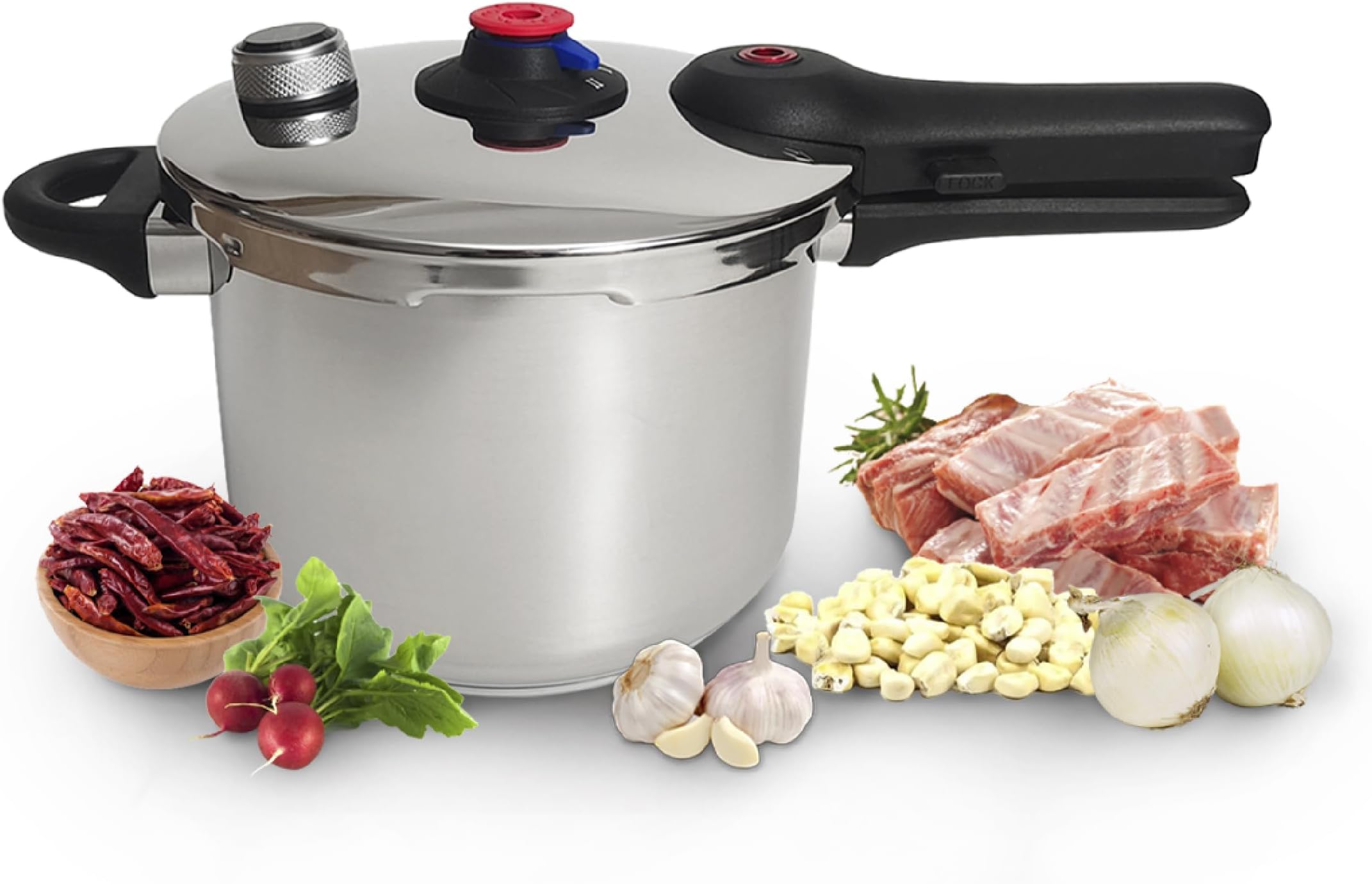 T-fal Olla Express Compact Easy capacidad de 6 litros de acero ...