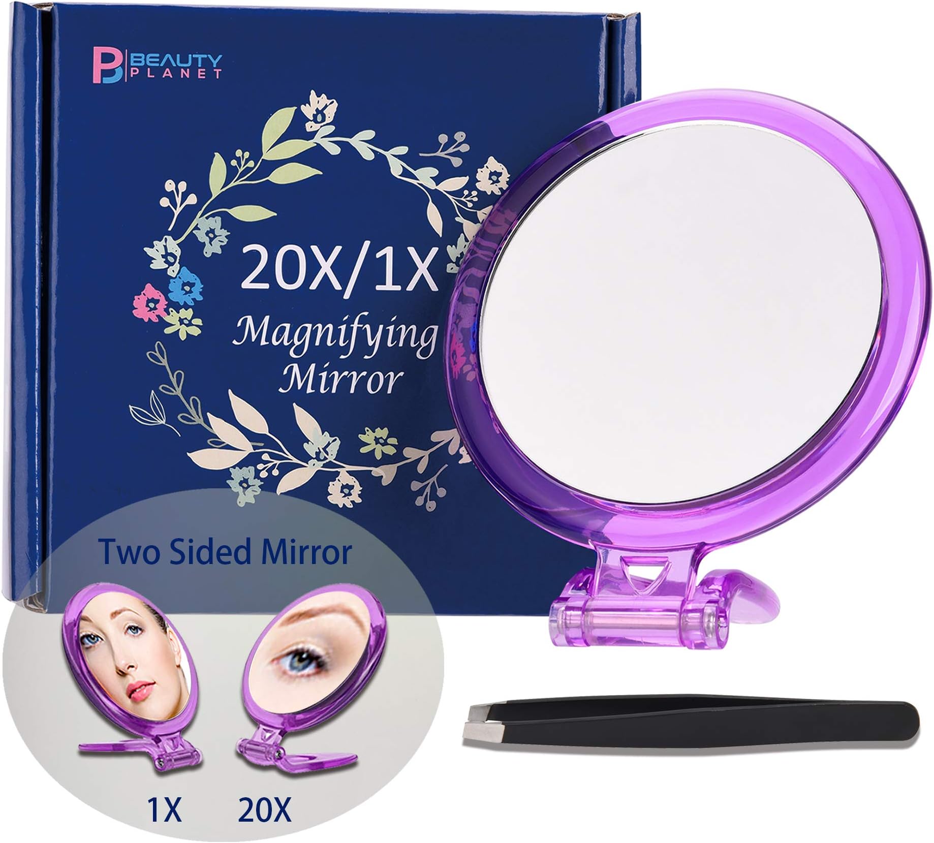 Amazon.com: 20X Magnifying Mirror, Two Sided Mirror, 20X/1X ...