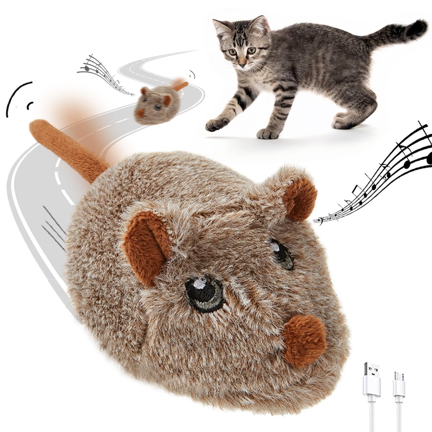 Amazon.com : Pawsayes Cat Toys Squeaky Rechargeable Moving Mouse with ...