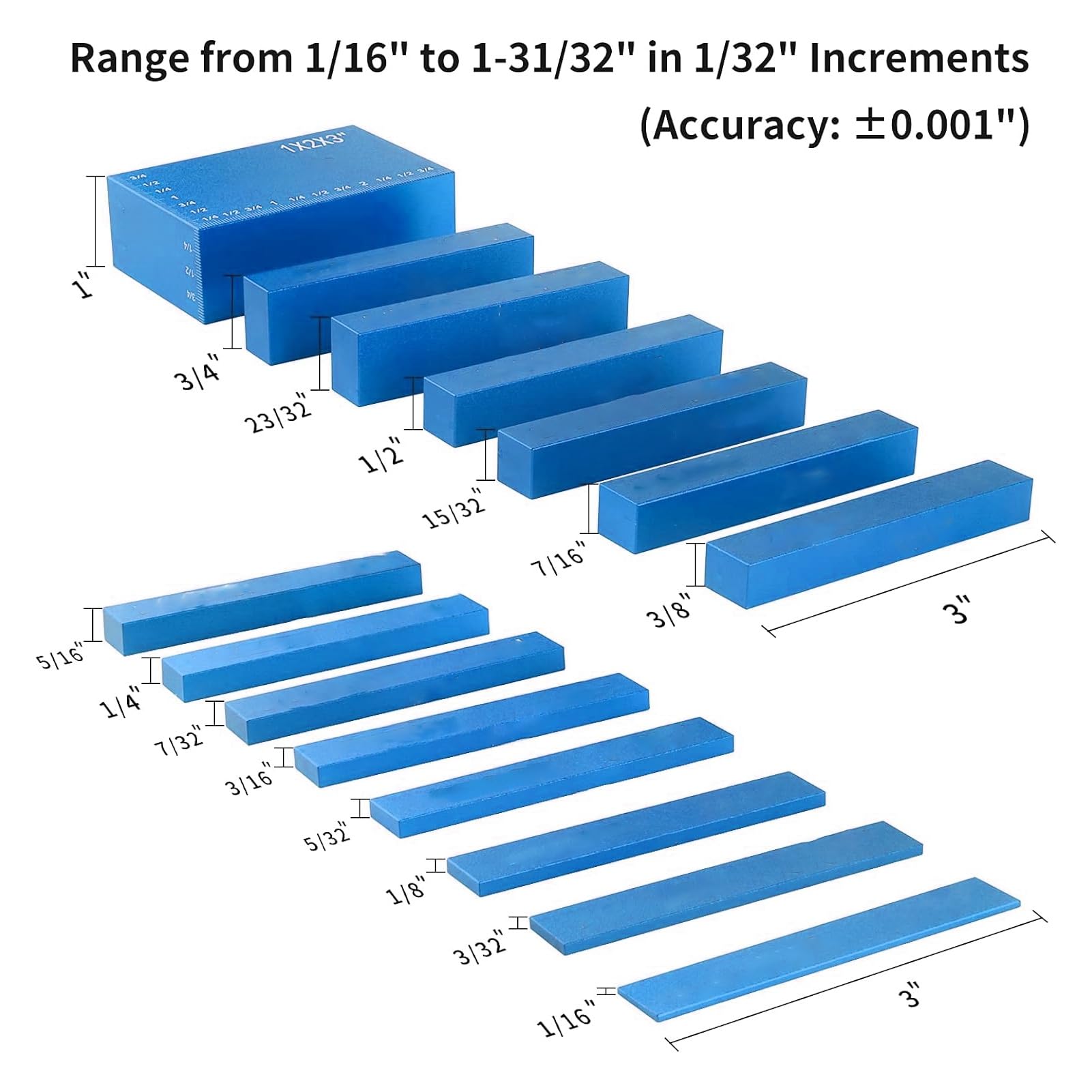 Aluminum Setup Blocks 15 Piece 15-Piece Aluminum Height Gauge Set ...