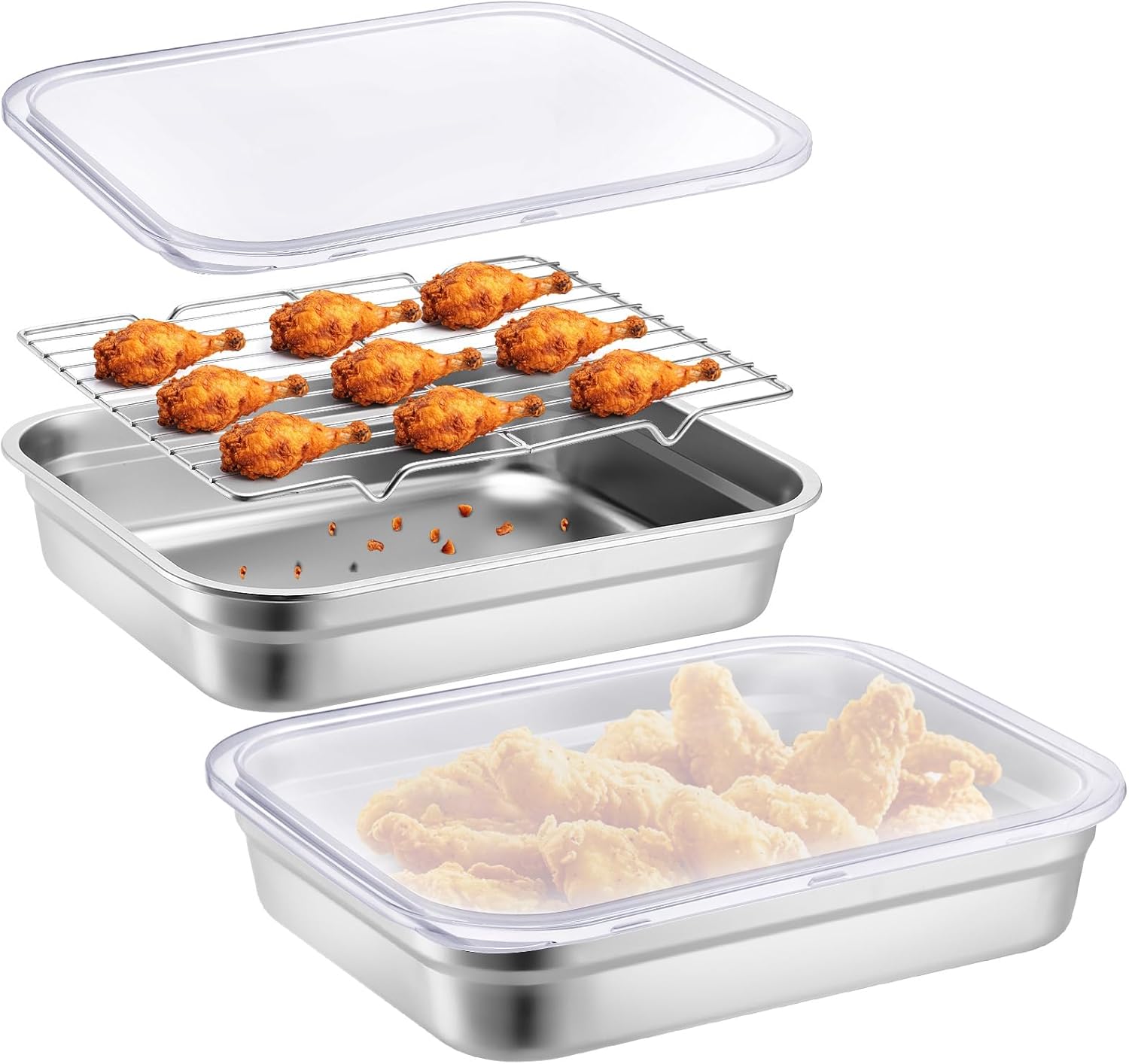 Amazon.com: Teenyyou Stainless Steel Food Prep Container with Clear Lid ...