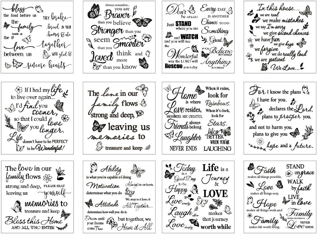 Amazon.com: Whaline 12 Sheet Butterfly Words Rub on Transfer for Crafts ...
