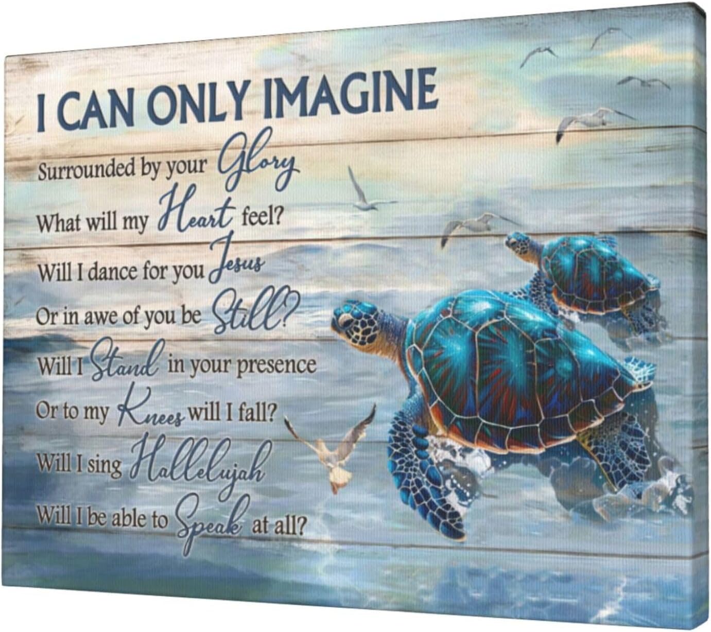 Amazon.com: Teal Turtle Decor Coastal Beach Turtle Gift Wall Art ...