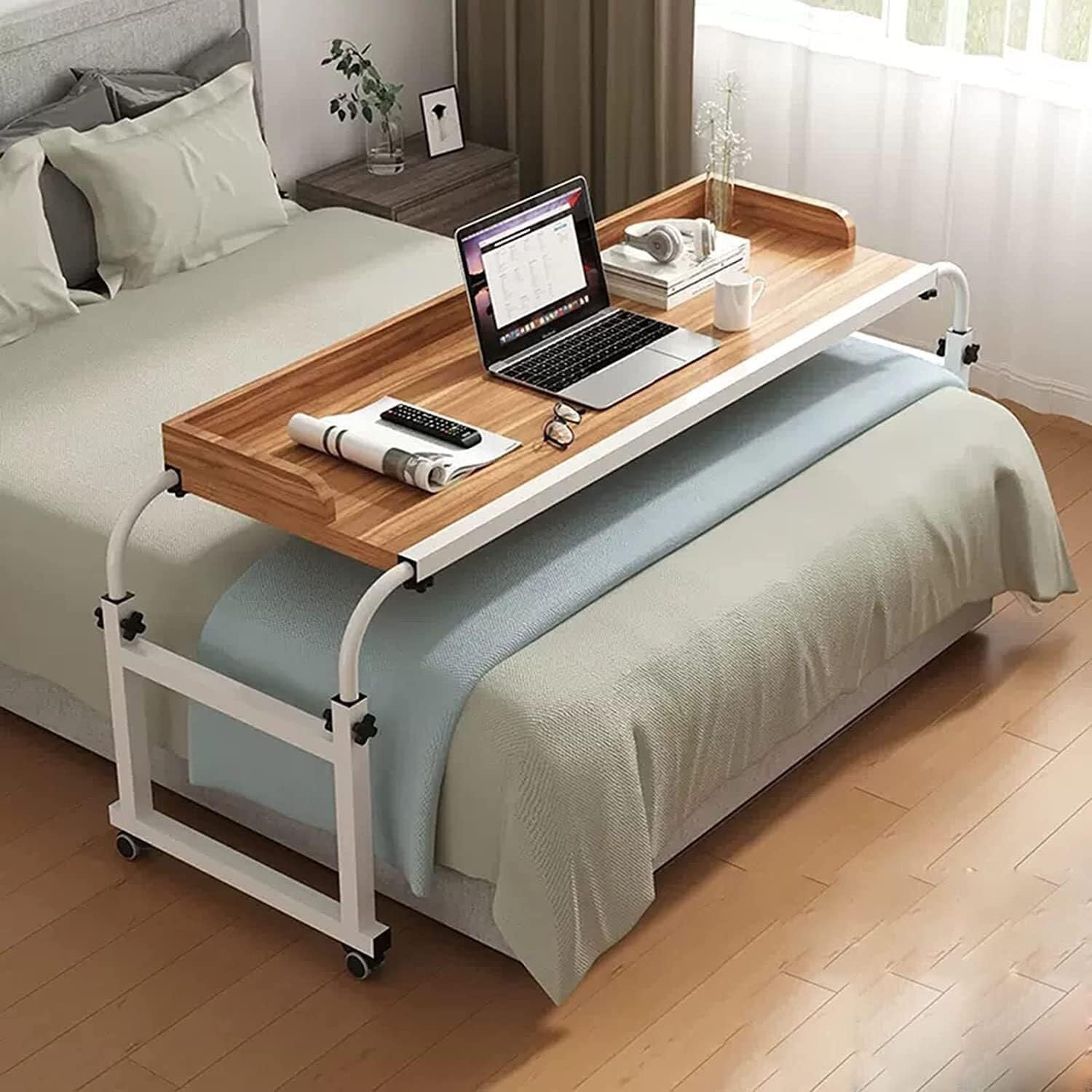 WJFTODAY Overbed Table Overbed Table Wheels Extendable Rolling Overbed ...