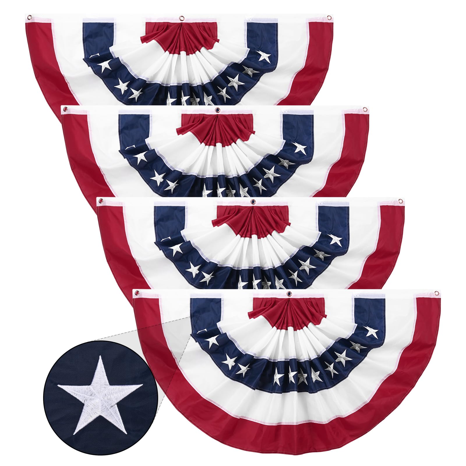 Snapklik.com : American Fan Bunting 2 X 4 Ft American Pleated Fan Flag