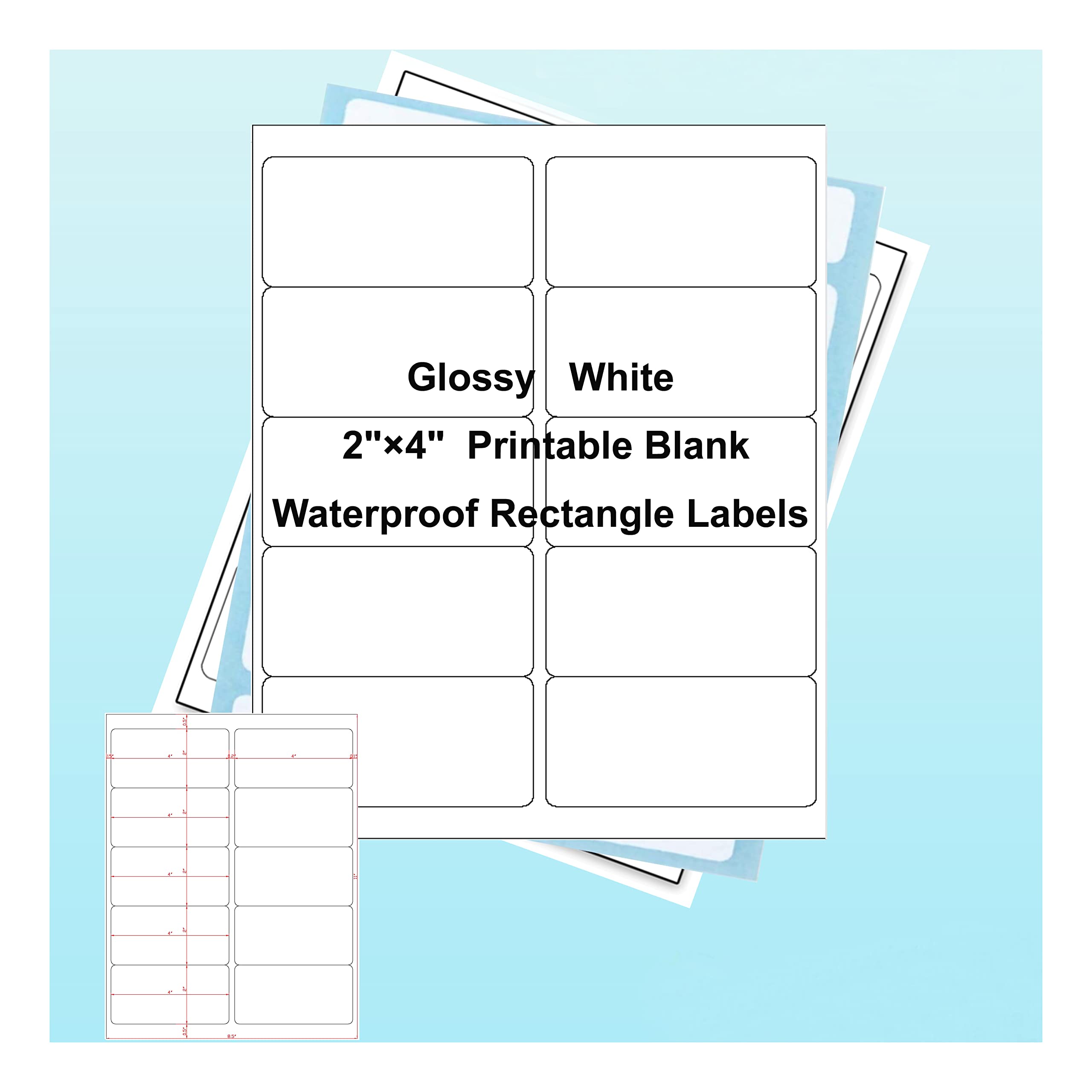 Snapklik.com : 200 Labels Glossy White Waterproof Rectangle Labels
