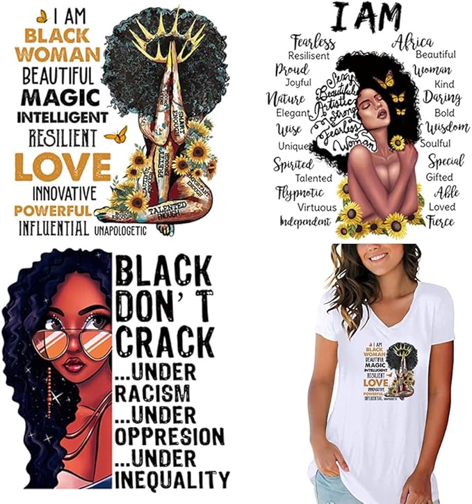 Black Women Iron On Patches for Clothing Afro Women Design Heat ...