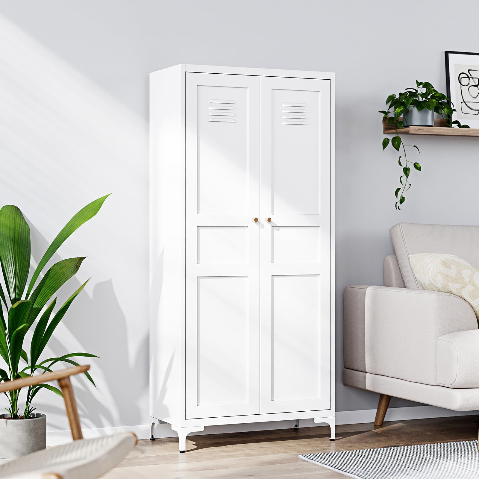 Amazon.com: COFaR Metal Wardrobe Cabinet with Hanging Rod, 71 inches ...